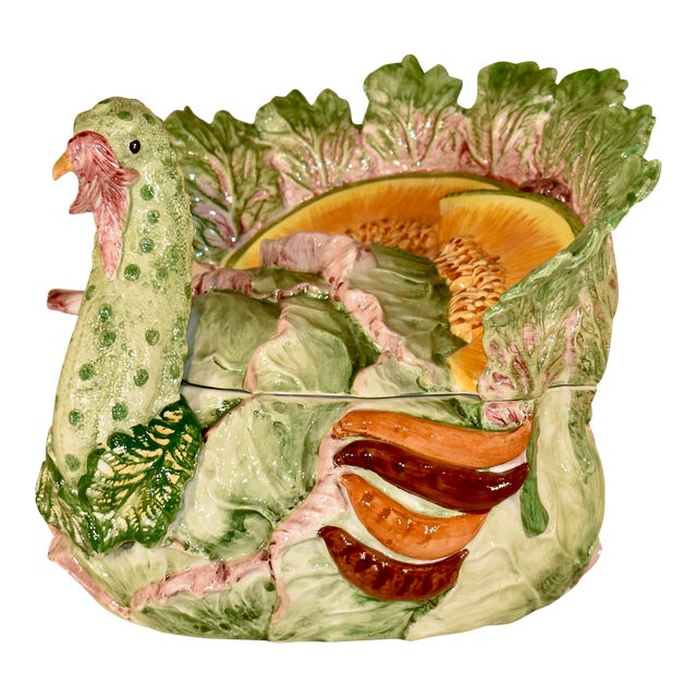 Vintage Vietri Turkey Soup Tureen and Ladle | Chairish