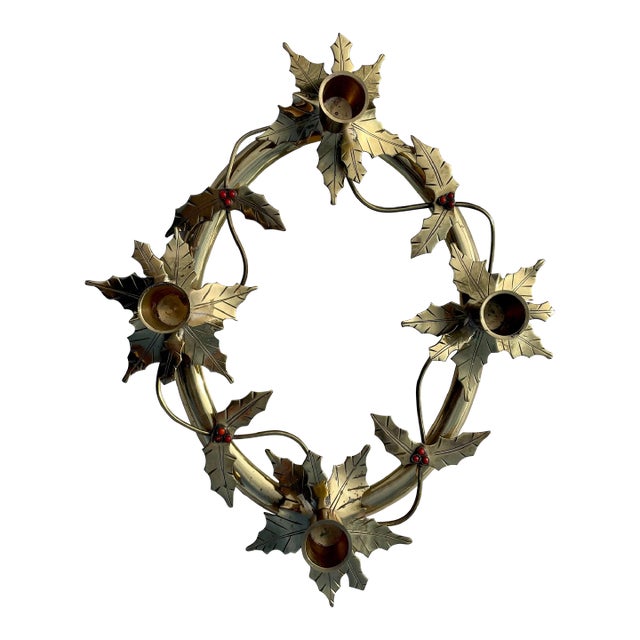 Brass Holly Berry Candle Ring | Chairish