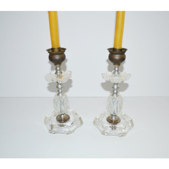 1940s Vintage Cut Glass Candlesticks - a Pair | Chairish