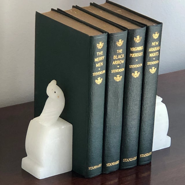 Early 20th Century Petite Cockatiel Alabaster Bookends — a Pair | Chairish