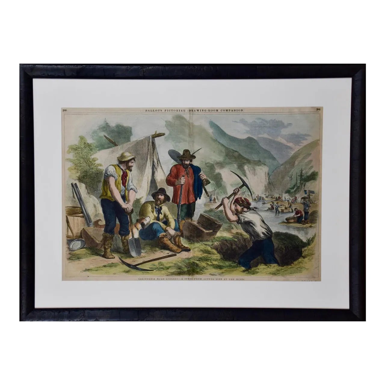 "California Gold Diggers": A 19th C. Hand-Colored Woodcut Gold Rush ...