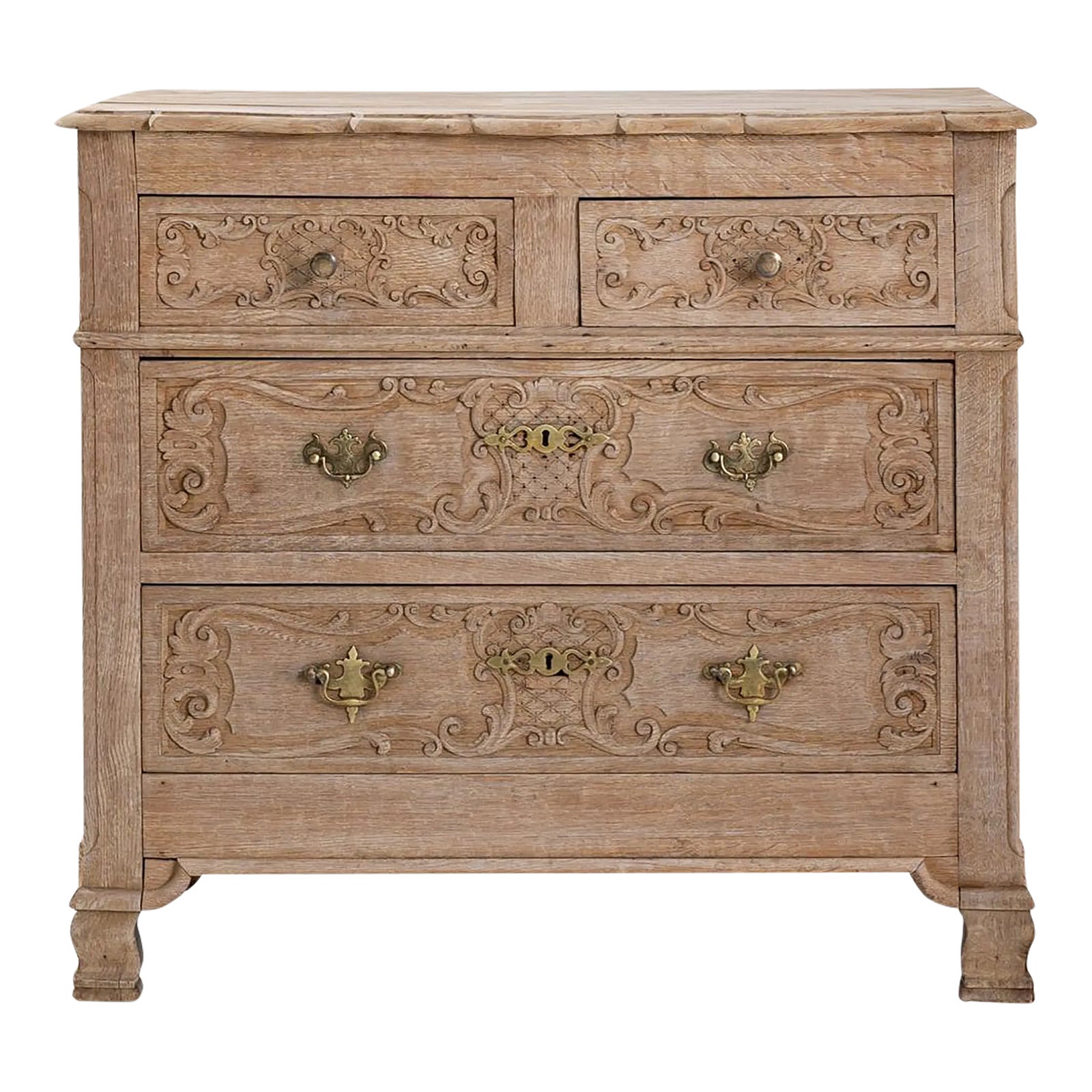 1900s French Bleached Oak Chest of Drawers | Chairish