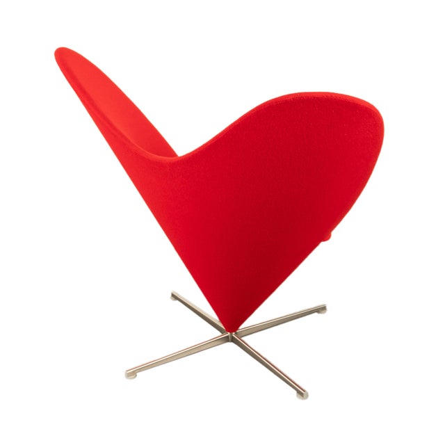 Mid Century Modern Red Heart Cone Chair Verner Panton for Vitra | Chairish