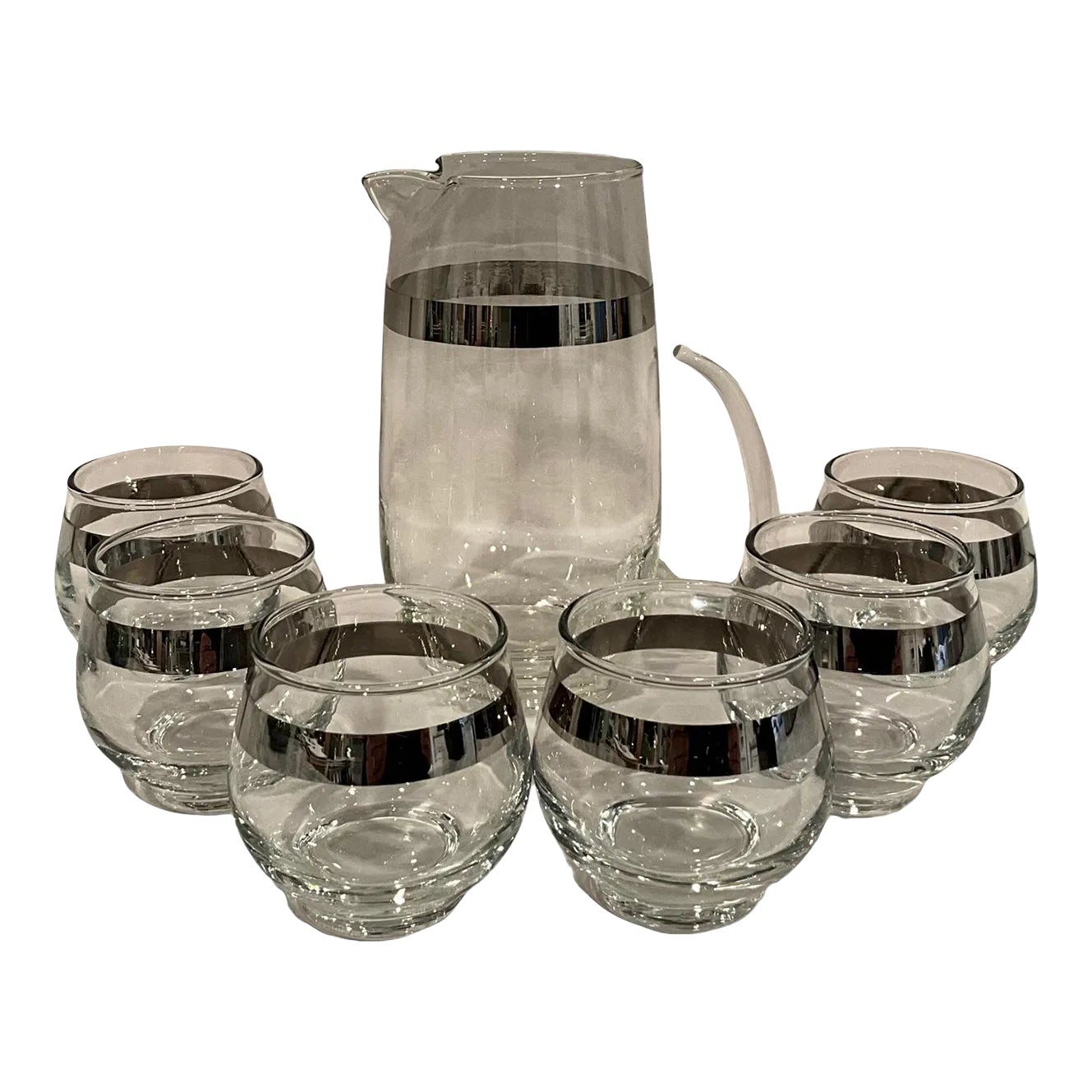 Mid 20th Century Libby Silver-Lined Drink Set With Pitcher Set- 7 ...