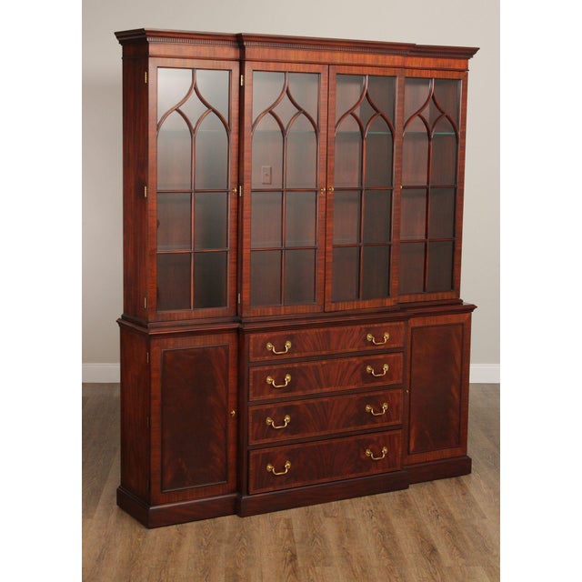 Henkel Harris Georgian Style Mahogany Breakfront Bookcase | Chairish