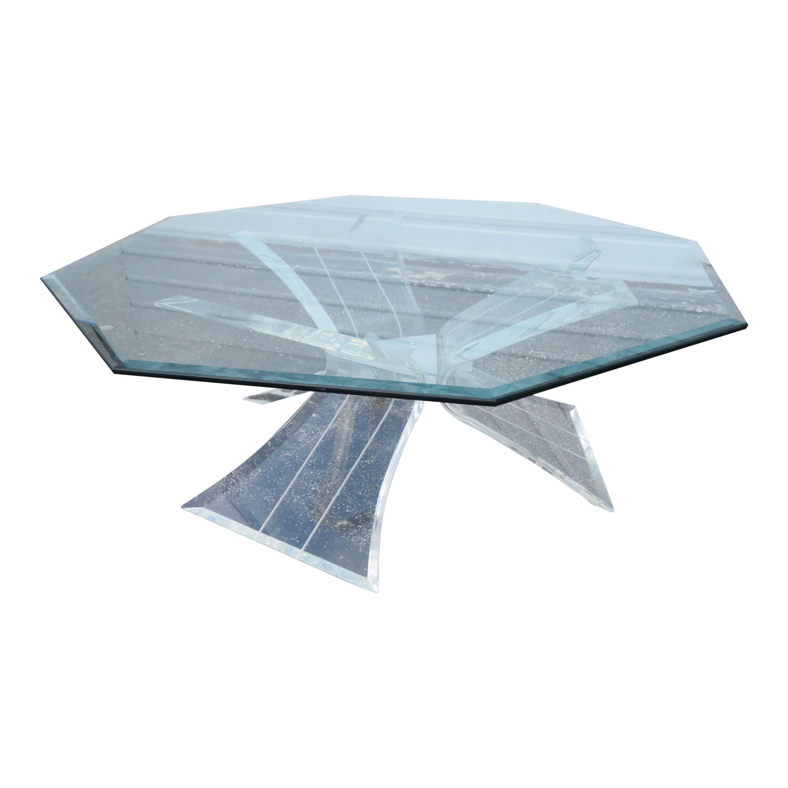 Mid Century Modern Lucite Acrylicnd Octagon Glass Top Coffee Table ...