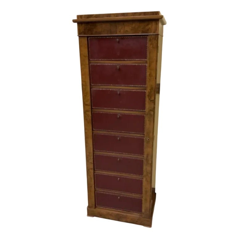 Antique Art Nouveau Archive Cabinet in Walnut Root Wood, 1890s | Chairish