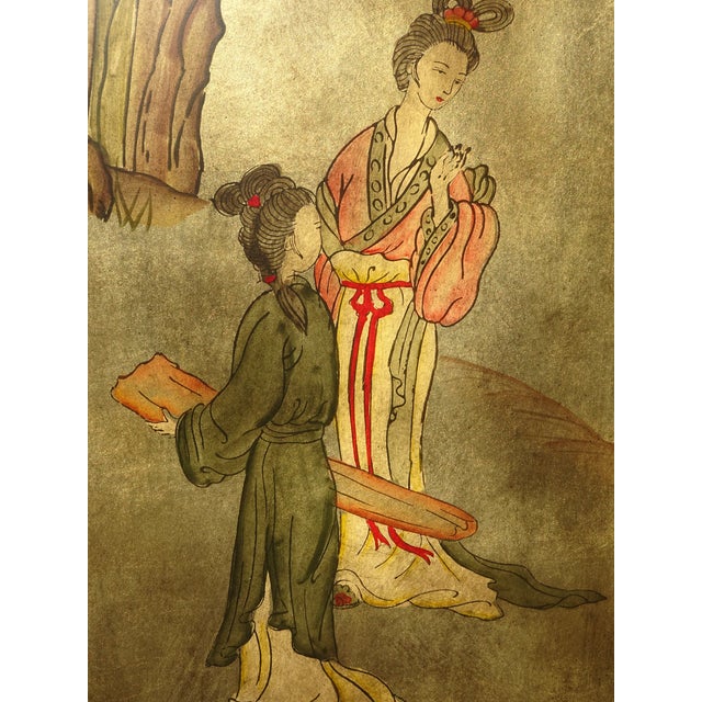 Vintage Oriental Asian Gold Two Panel Wall Screen Picture ~ Geishas ...