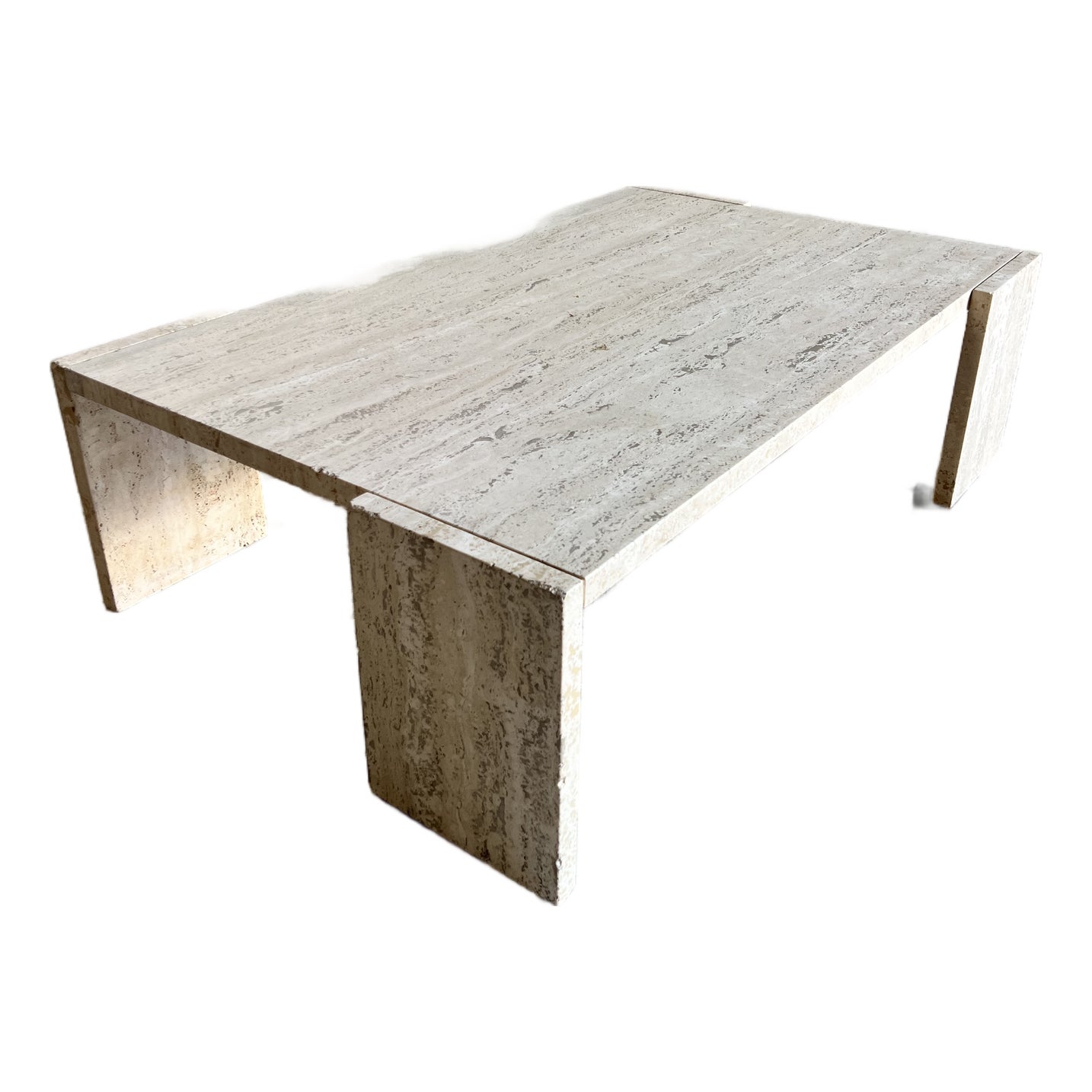 Vintage Large Italian Travertine Stone Coffee Table | Chairish