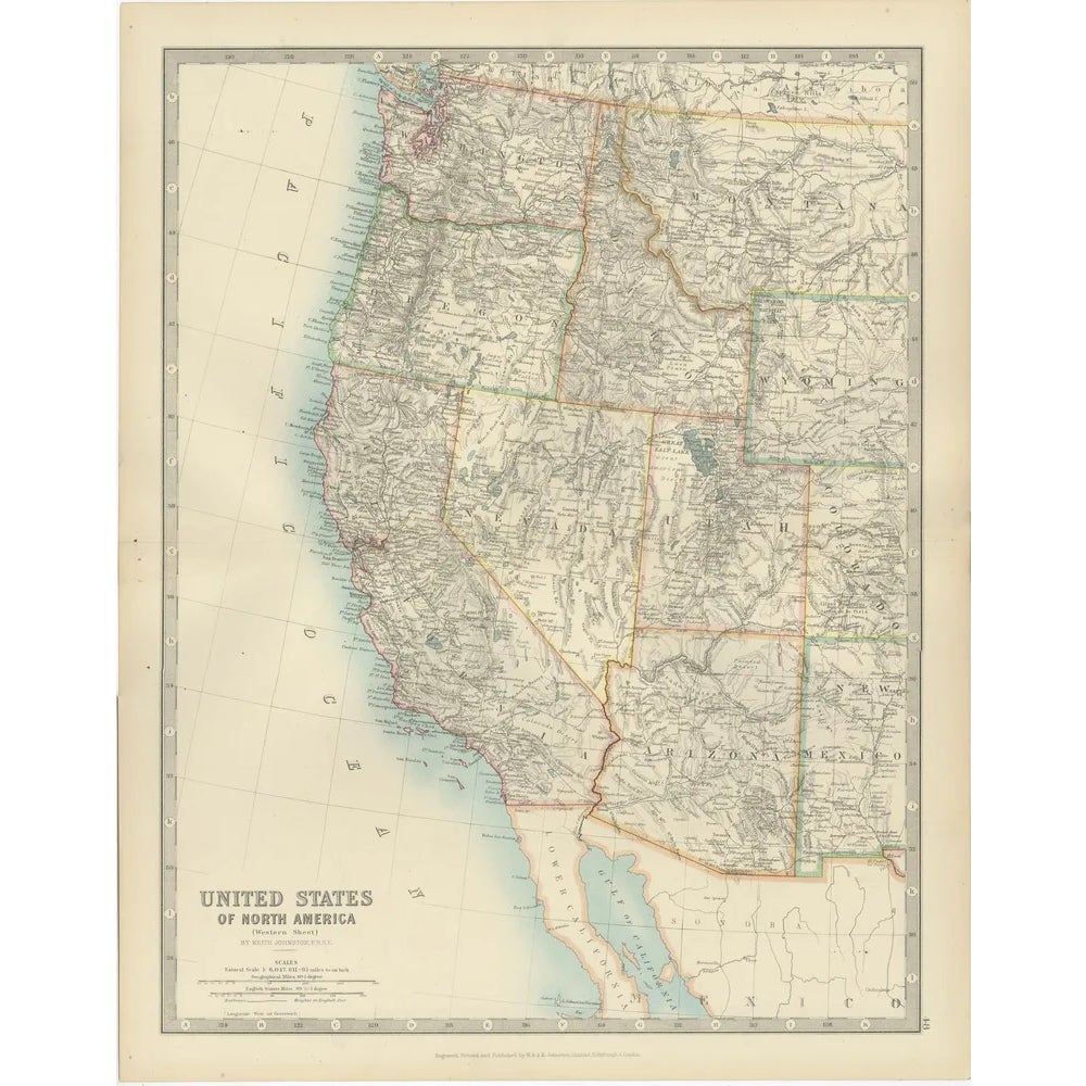 Map of Western United States, 1903 | Chairish