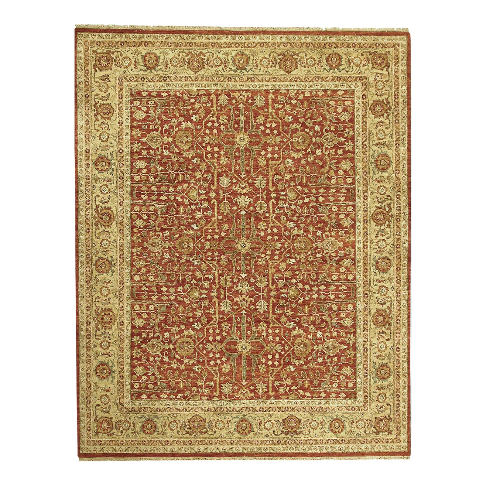 Luxury Traditional Hand-Knotted Jagapatti Ziegler Rust & Gold Rug 12x24 ...