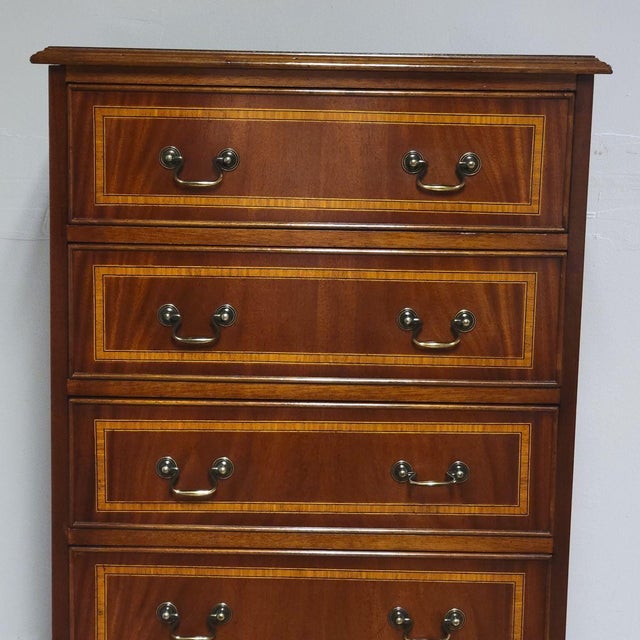 Chippendale Style Mahogany Lingerie Tall Chest With Satinwood Inlay ...