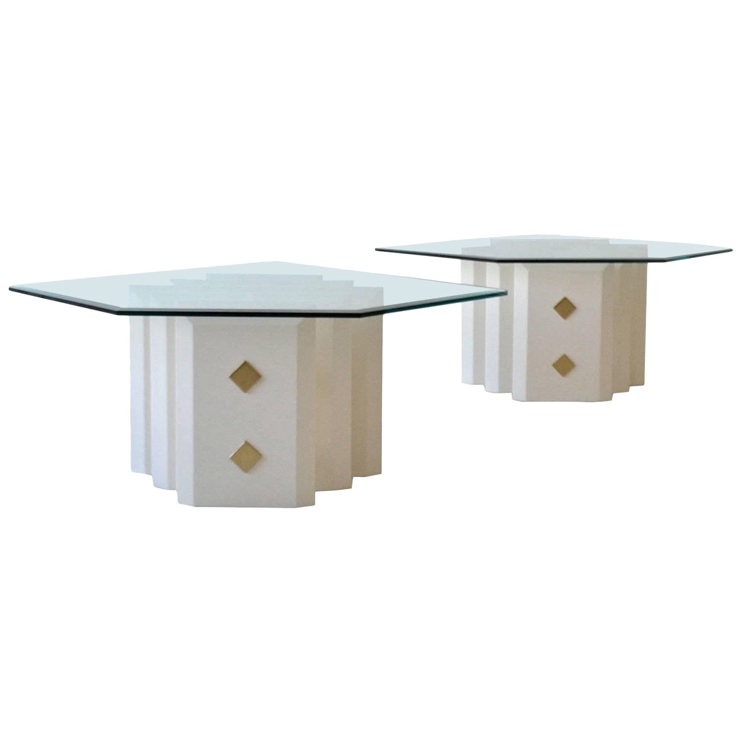 White Lacquered Side Tables - a Pair | Chairish