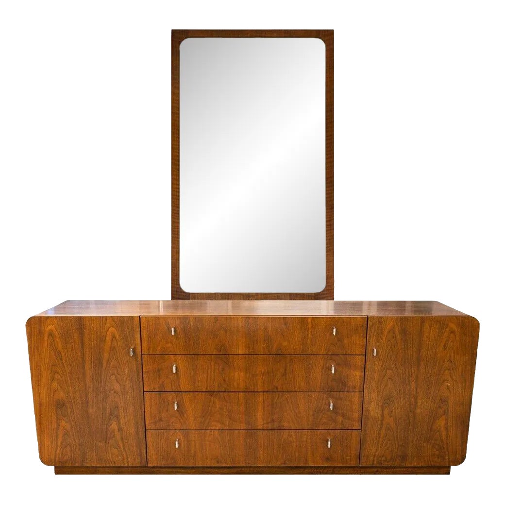 Mid 20th Century Mid-Century Modern Founders Walnut & Chrome Dresser ...