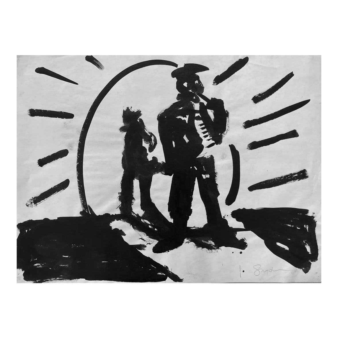 1970s Richard Snyder Modern Rising Sun Painting | Chairish