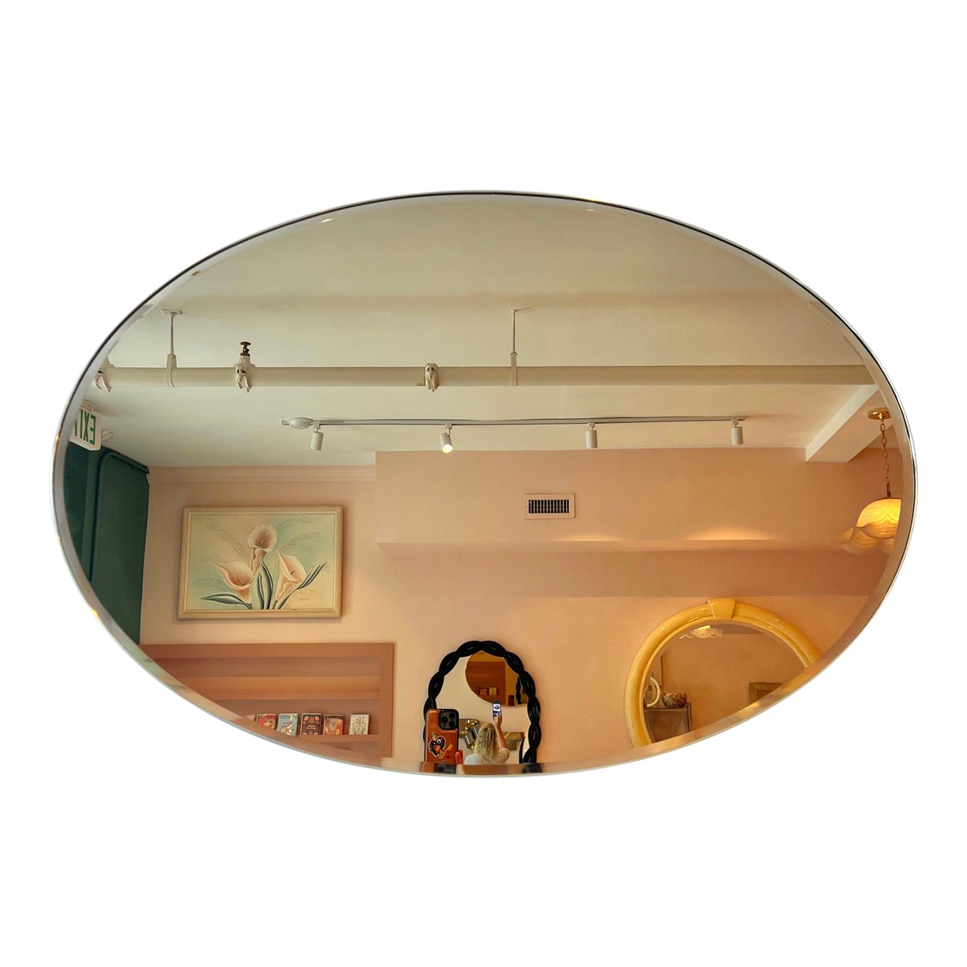 Vintage Amber Tinted Oval Mirror | Chairish