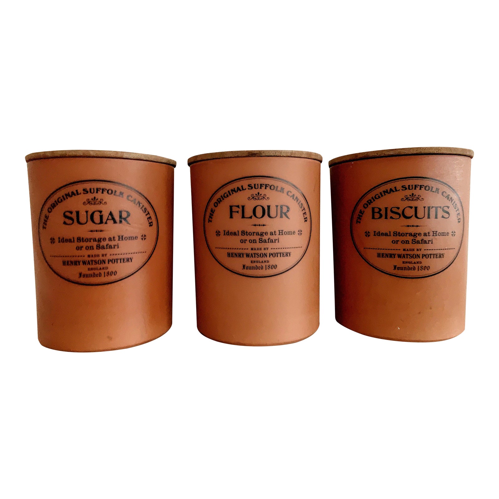 Vintage British Terracotta Henry Watson Pottery England Large Canisters ...