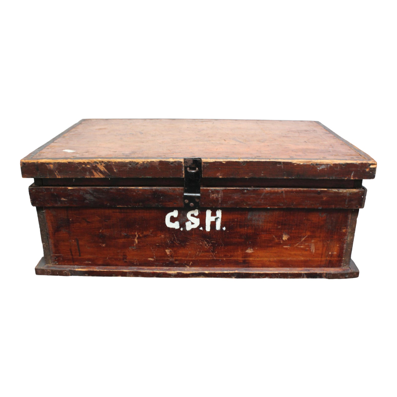Early 20th Century American Hand Carved "Csh" Collector's Chest | Chairish