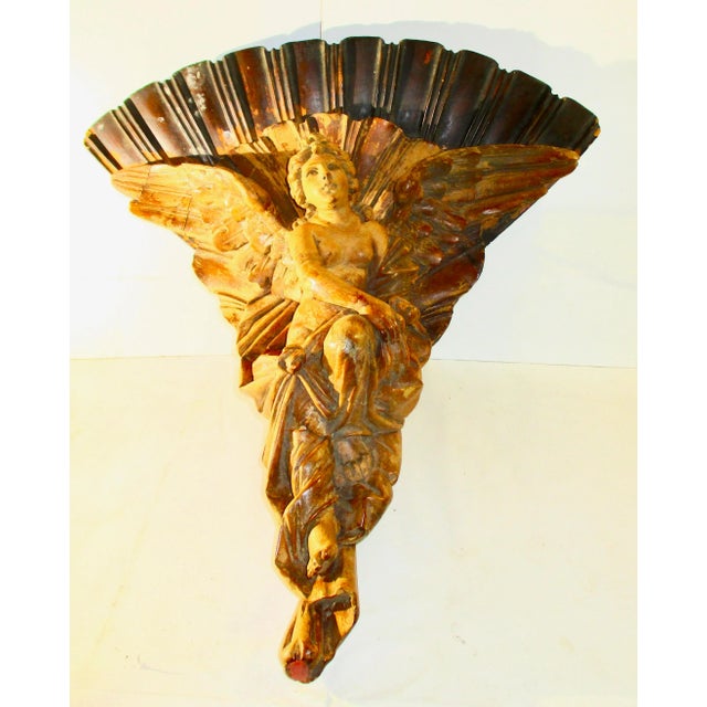 Antique Carved Wood Italian Corner Shelf Bracket | Chairish