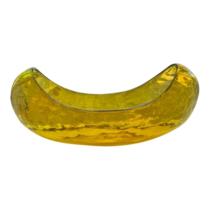 Early 20th Century Yellow Glass Canoe in the Style of Steuben Glass ...