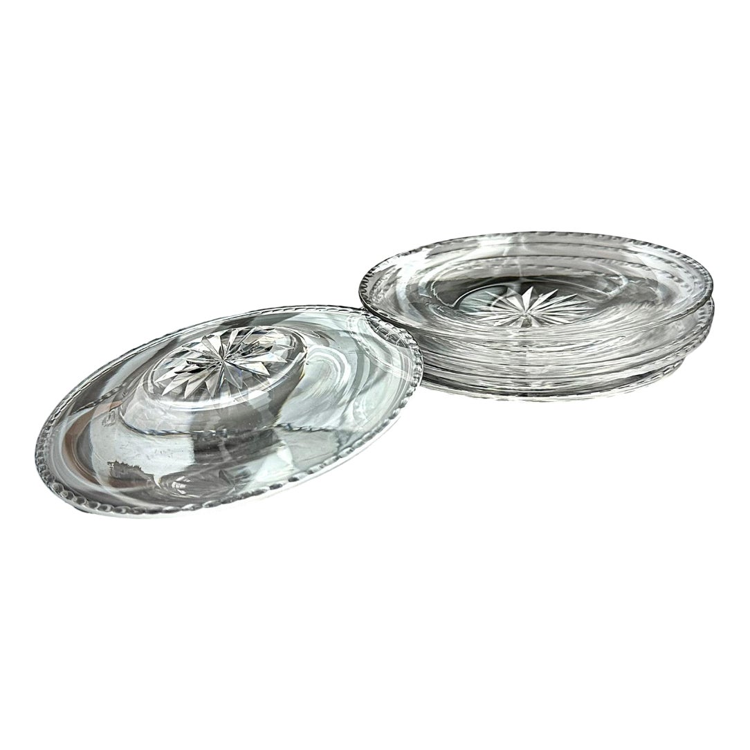 English Cut Glass Dessert Plates from Webb Corbett, 1950, Set of 5 ...