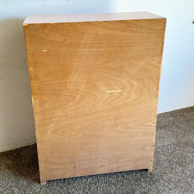 Postmodern Pink Lacquer Laminate Waterfall Highboy Dresser With Gold ...