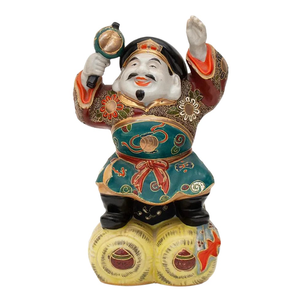 Meiji Era Porcelain Statuette of Daikoku, Japanese God of Wealth | Chairish