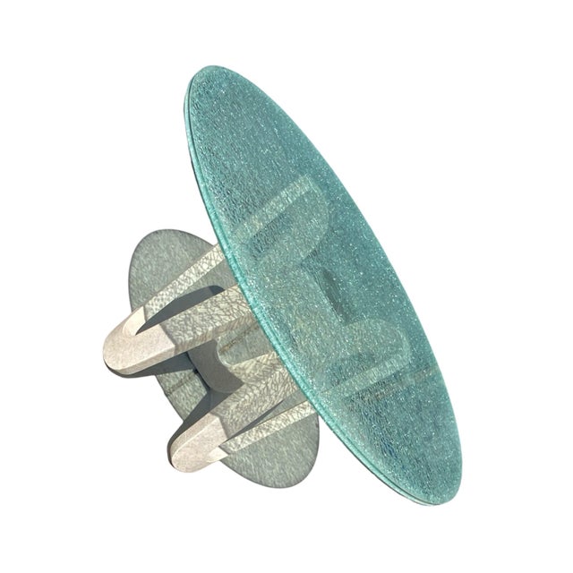 Crackle Glass Iconic Foyer-Dining table with Sculptural Modern Curved ...