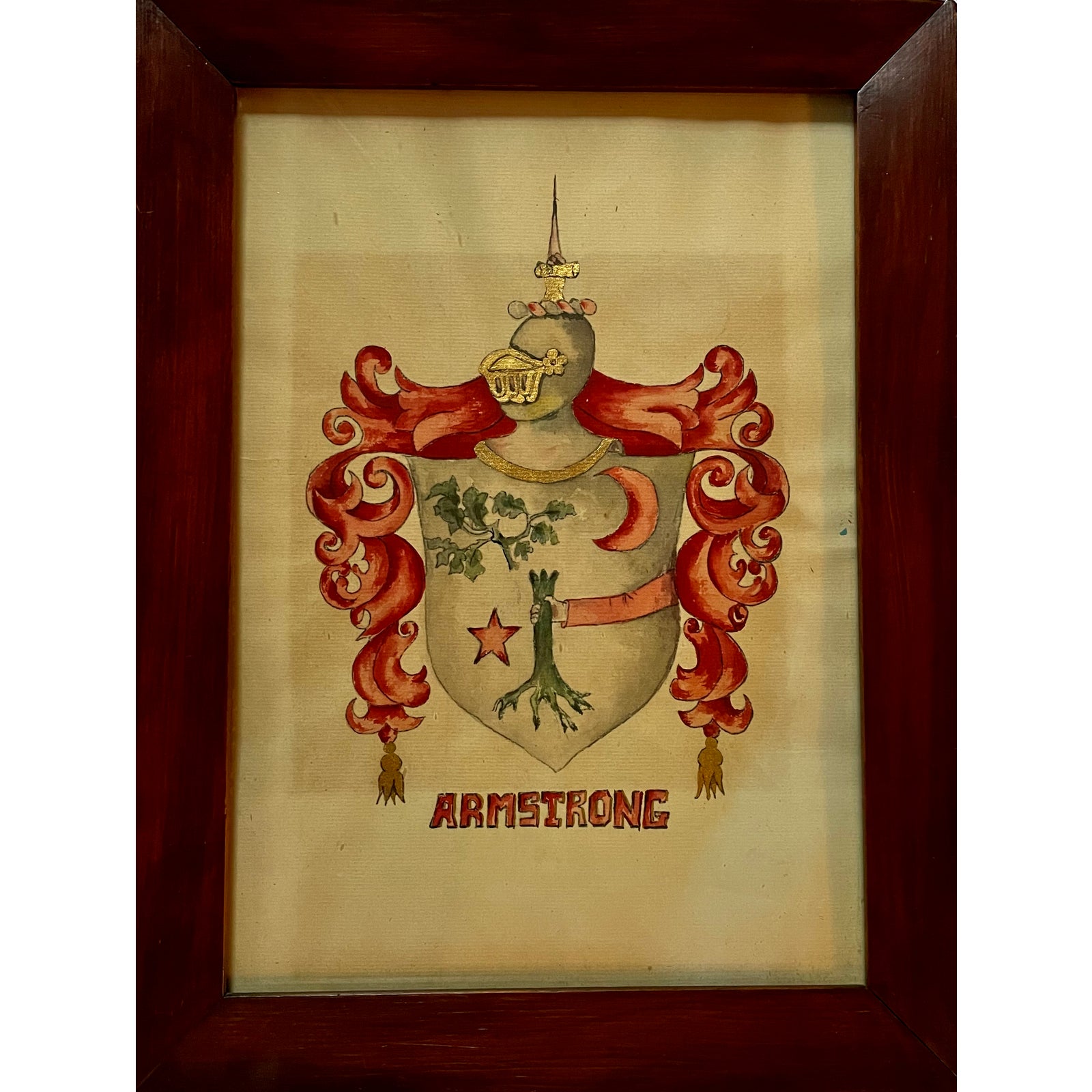 Late 19th Century "Armstrong" Coat of Arms Hand Painted, Antique Frame ...