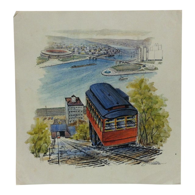 Color Pittsburgh Print on Paper, "The Duquesne Incline" by J. Howard ...