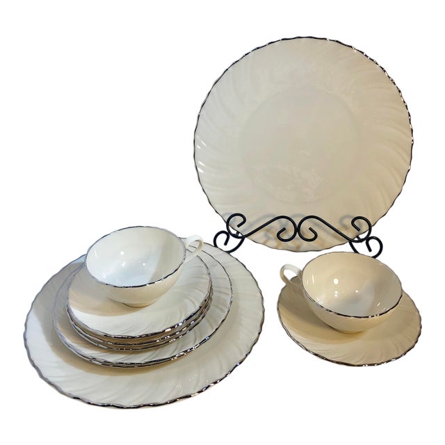 Lenox Weatherly Swirled Dish Platinum Rim Edge Dishes - Set of 10 ...