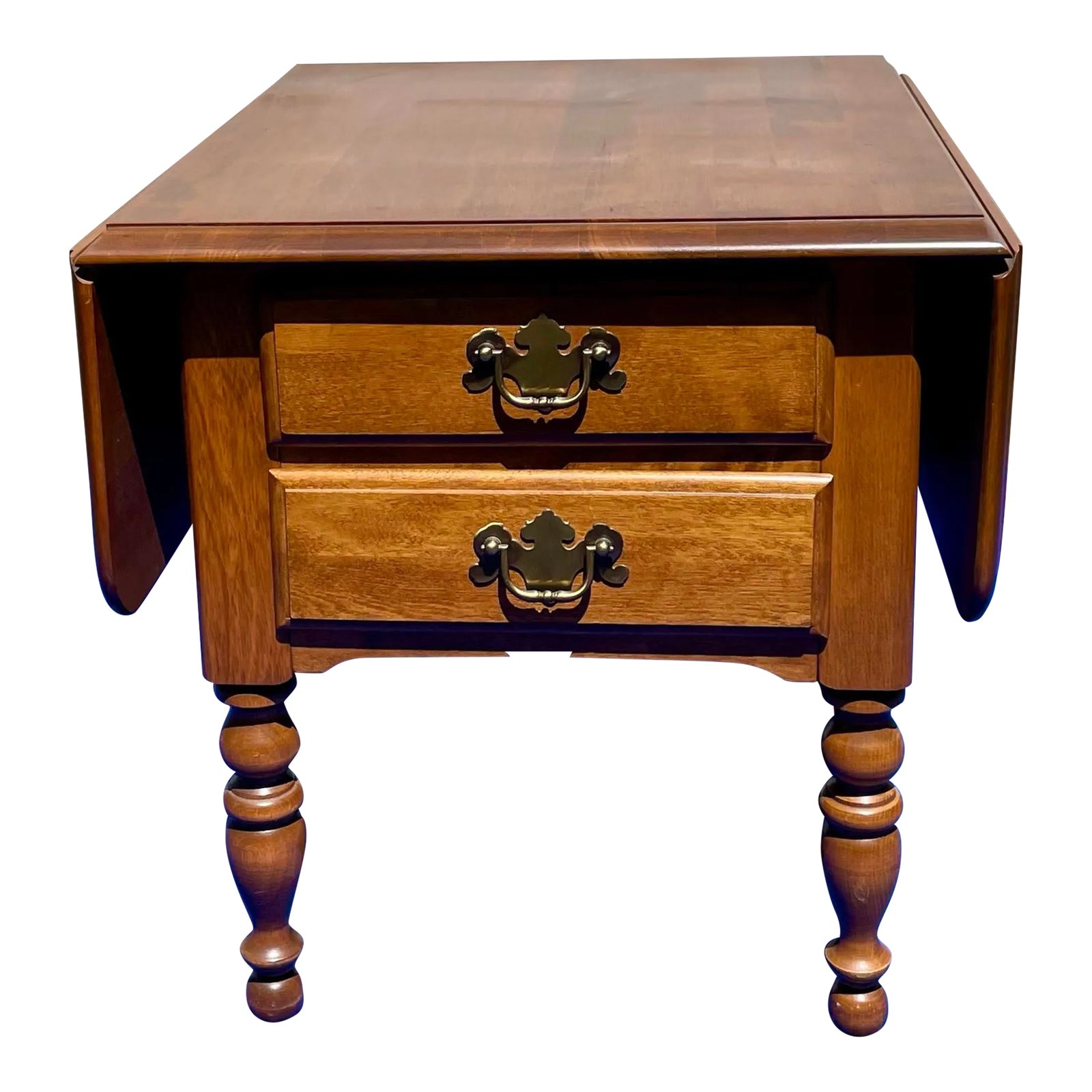 Ethan Allen Heirloom Nutmeg Maple Pembroke/Drop-Leaf End Table | Chairish