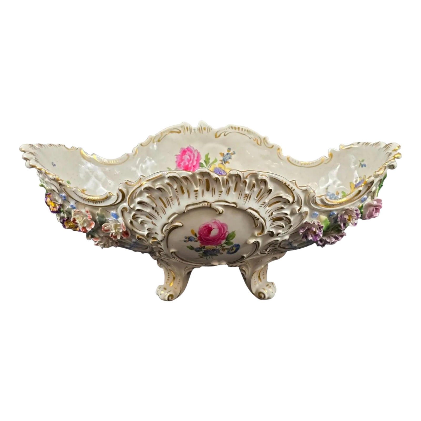 Antique Dresden Floral Centerpiece Bowl – Early 1900s | Chairish
