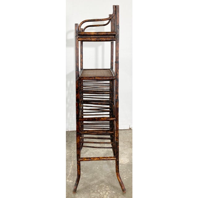 Vintage Burnt Tortoise Shell Finish Rattan Wine Rack | Chairish