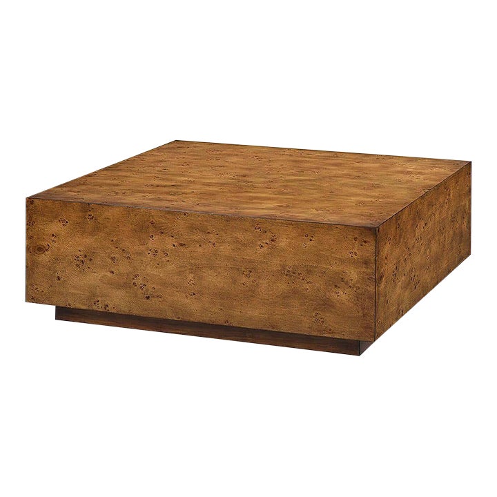 Rustic Modern Square Coffee Table - Burl Wood | Chairish