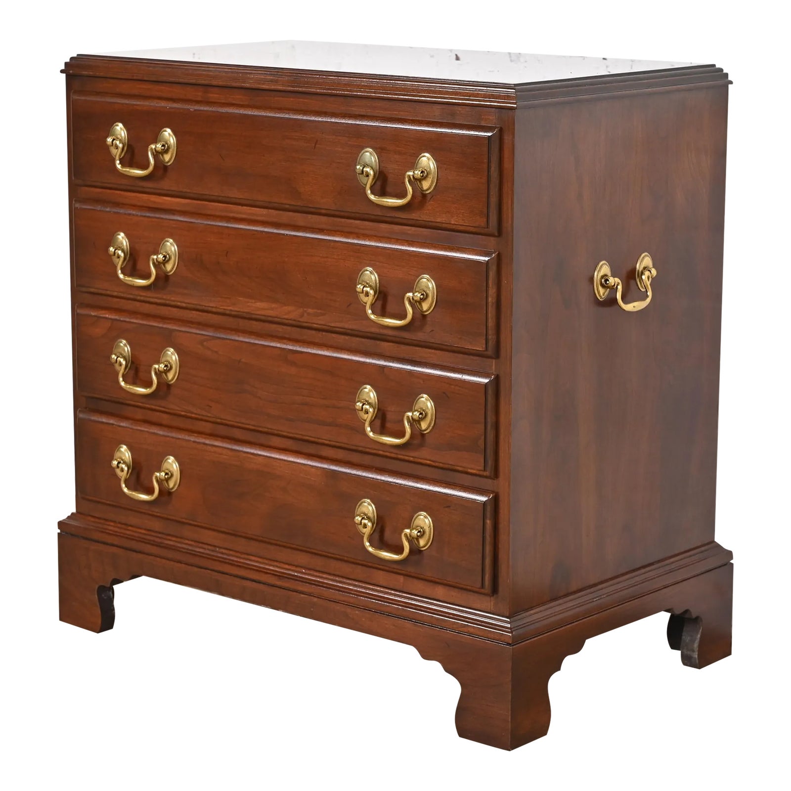 Ethan Allen Georgian Solid Cherry Wood Four-Drawer Bedside Chest | Chairish