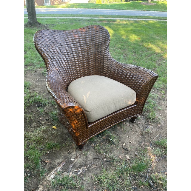 1980s Wicker Wingback Chair | Chairish
