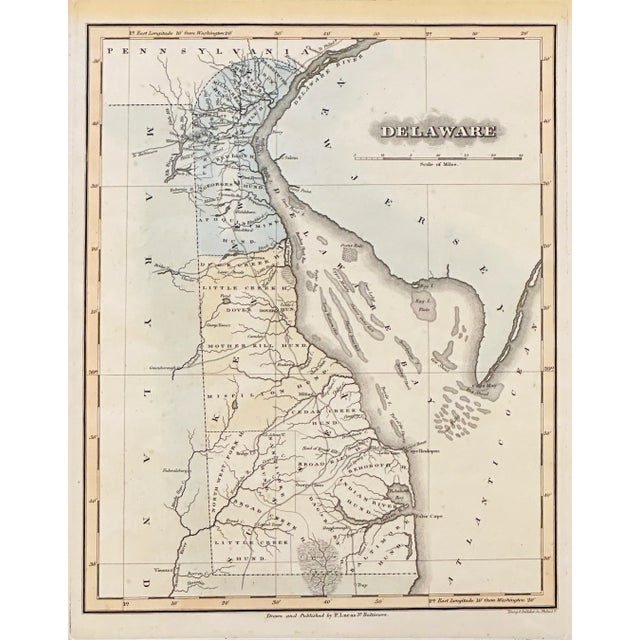 1823 Map of Delaware by Lucas, Framed | Chairish
