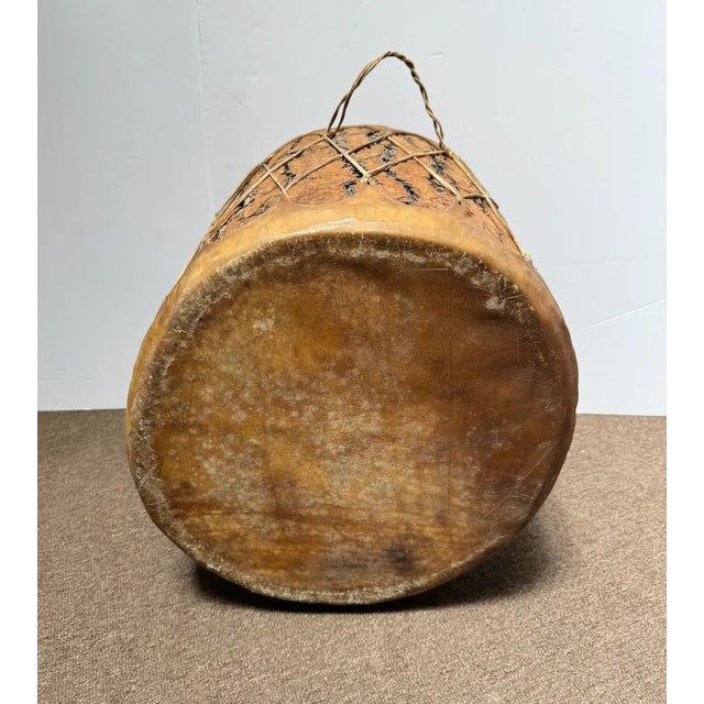 Circa 1950s American Bark Drum With Hide Tops | Chairish