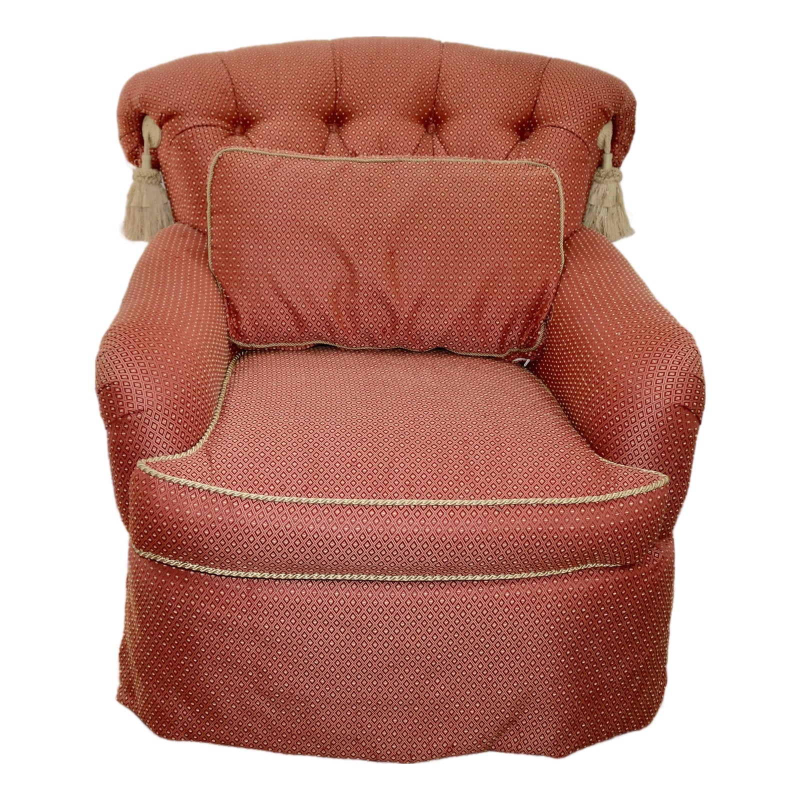 Vintage Lillian August Collection Button Tufted Arm Chair | Chairish