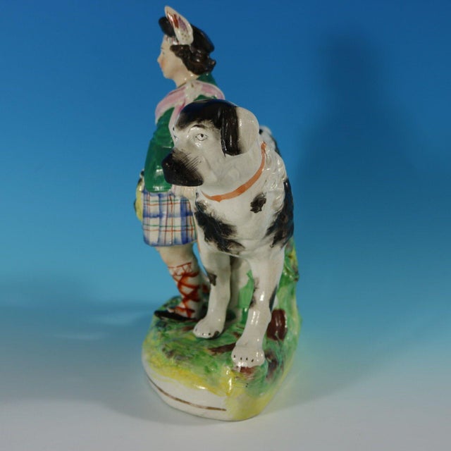 Late 19th Century Staffordshire Pottery Boy With St. Bernard Figure ...
