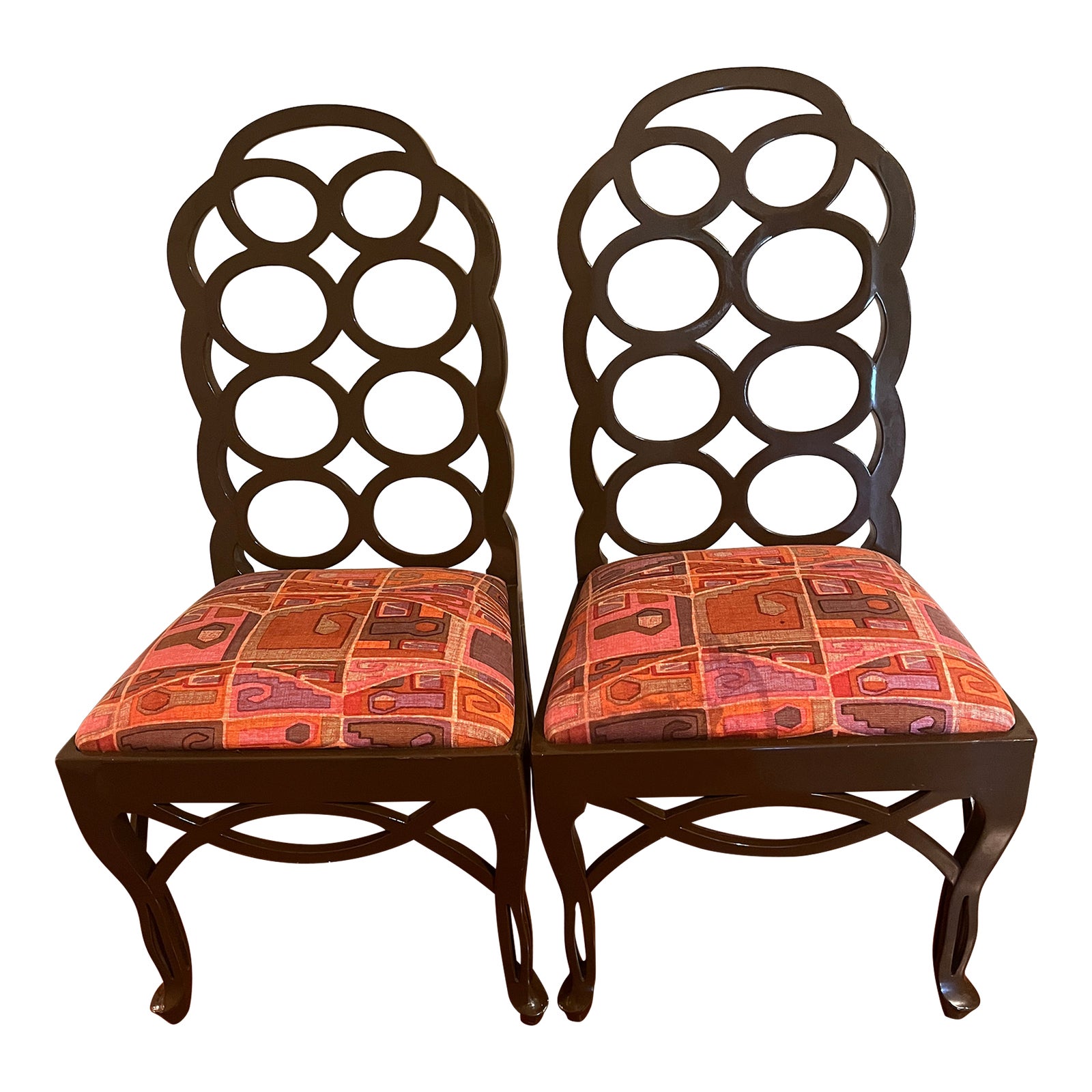 1970s Mid-Century Modern Dark Chocolate Brown Lacquered Side Chairs ...