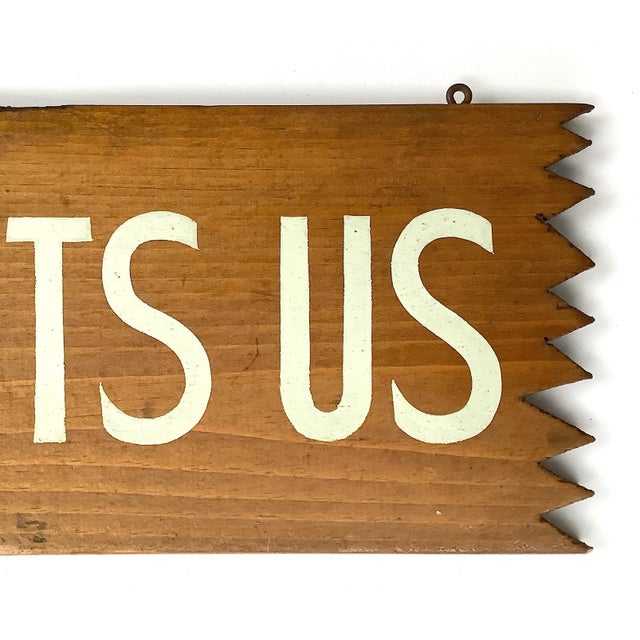 Vintage Wood "Suits Us" Camp Sign | Chairish