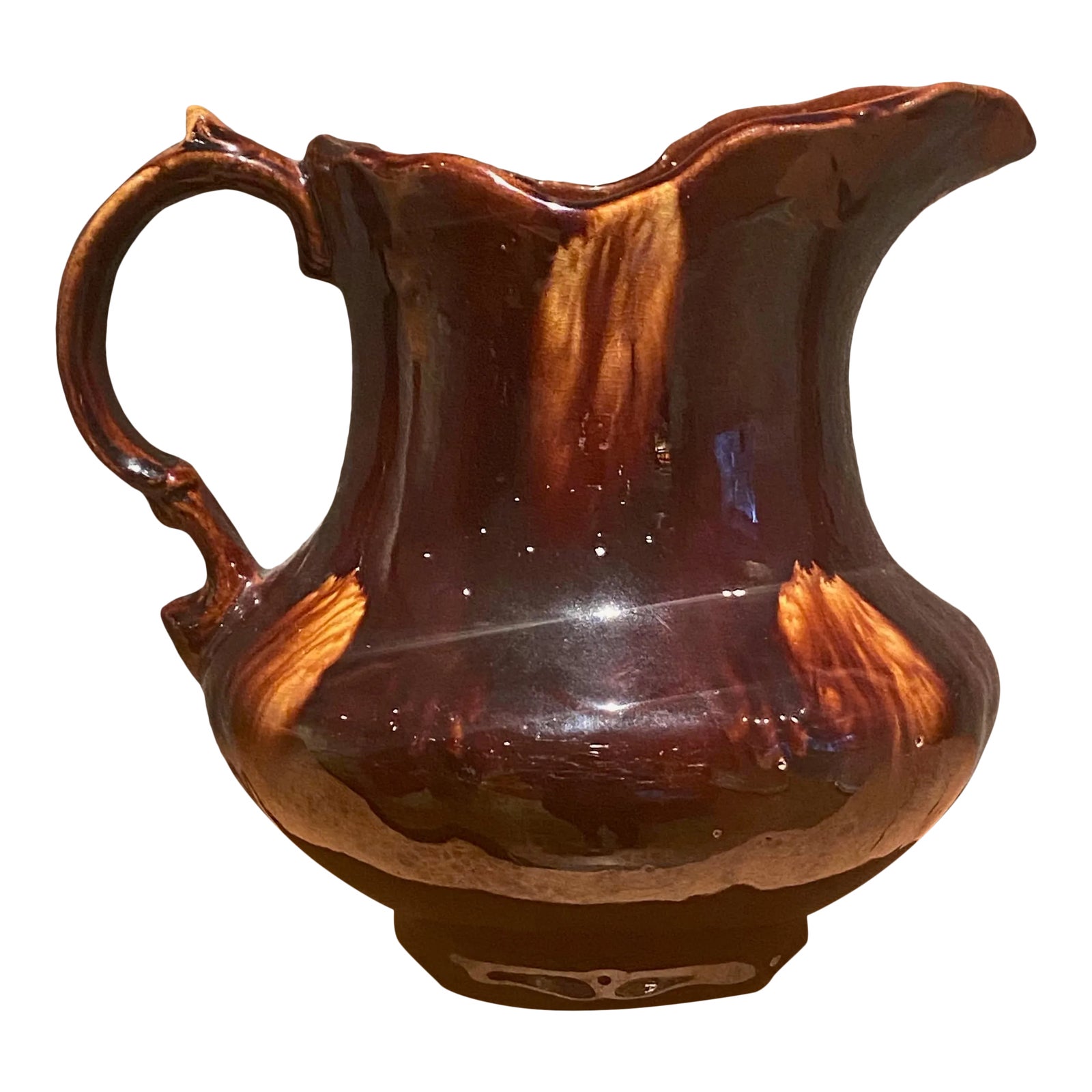 Antique Late 19th Century Rockingham/Bennington Brown Glazed Pitcher ...