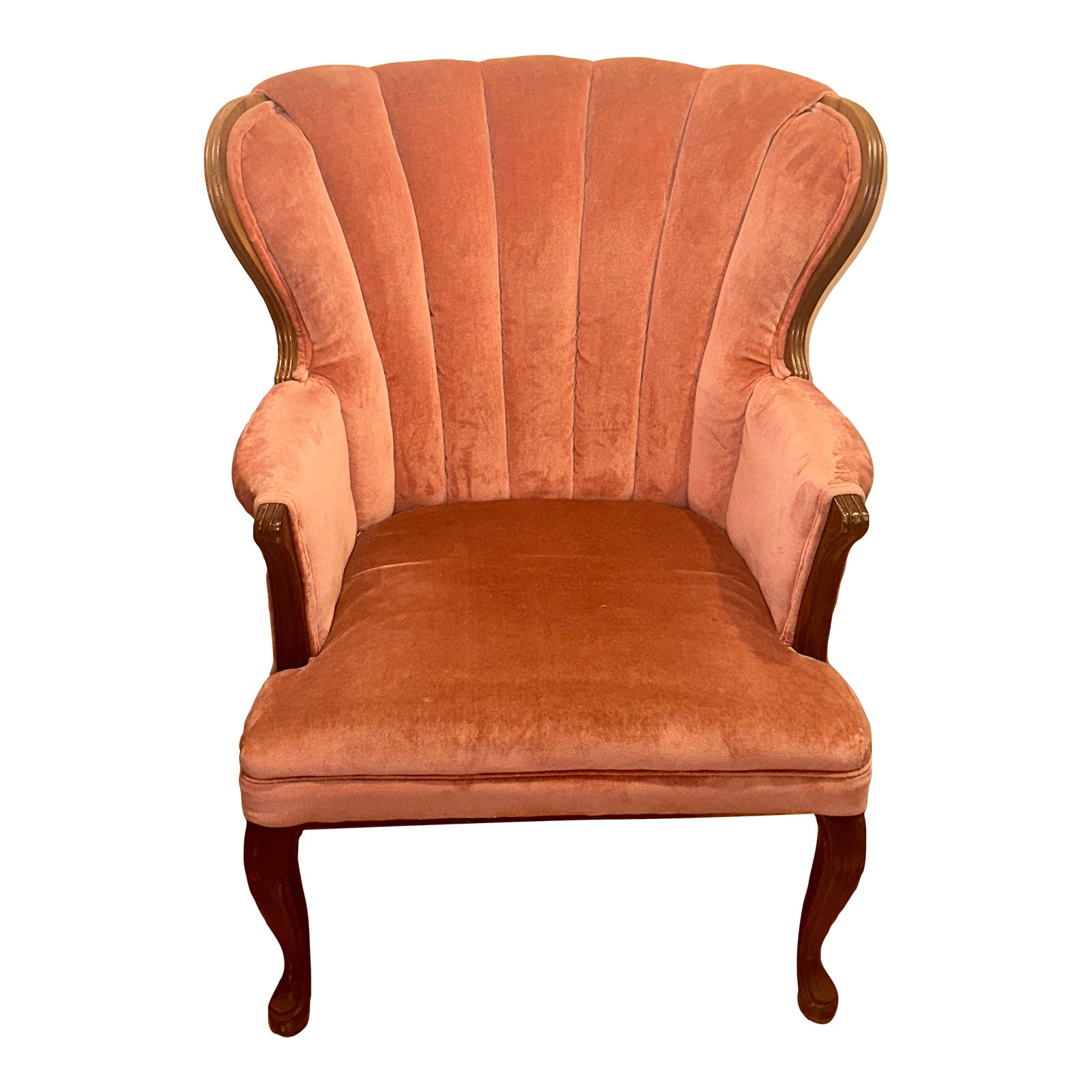 Mid 20th Century Vintage Mid Century Channel Back Tufted Soft Pink ...