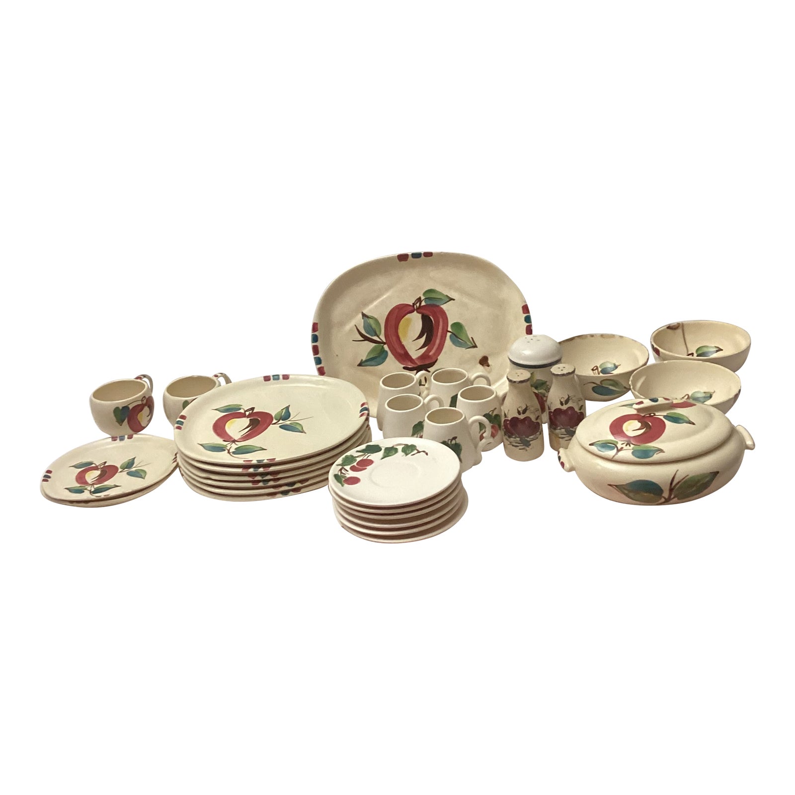 Vintage Purinton Slip Ware Hand Painted 16 Assorted Pieces | Chairish