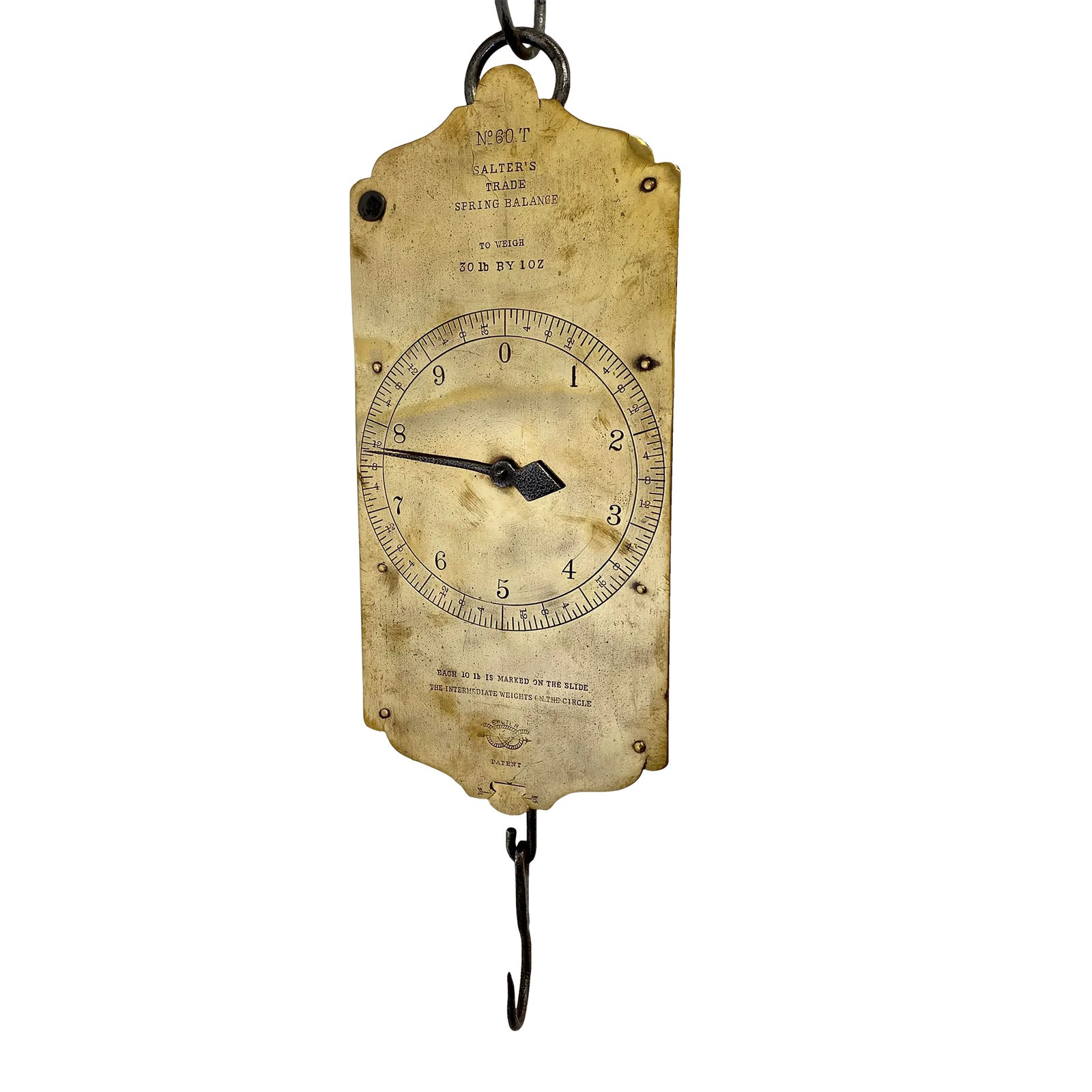 Antique 30 Lb Capacity Brass Salter Spring Balance Scale #60 T From ...