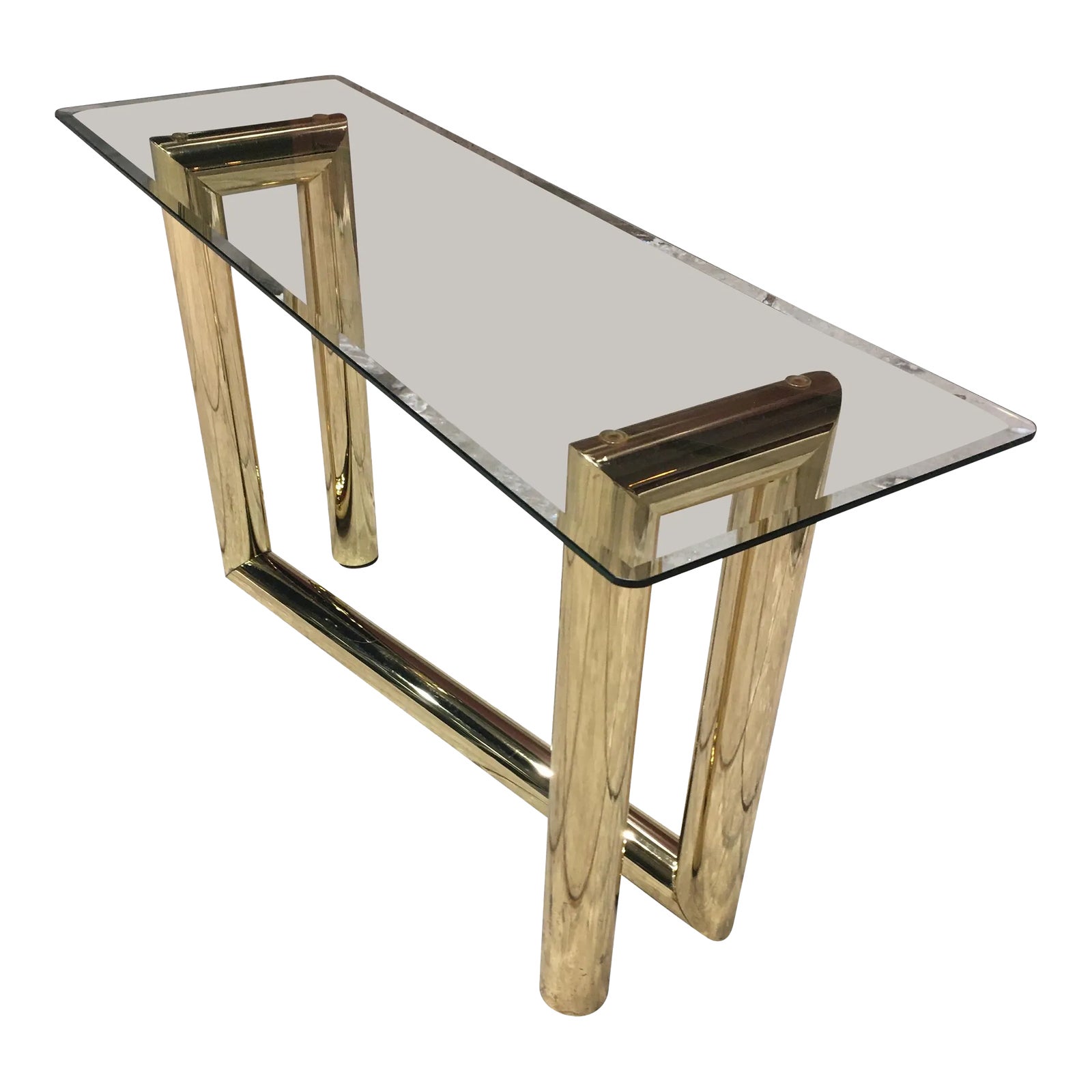 Postmodern Brass & Glass “z” Console Table After Karl Springer | Chairish