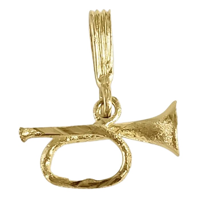 French Horn Trumpet with Diamond Cuts Charm | Chairish