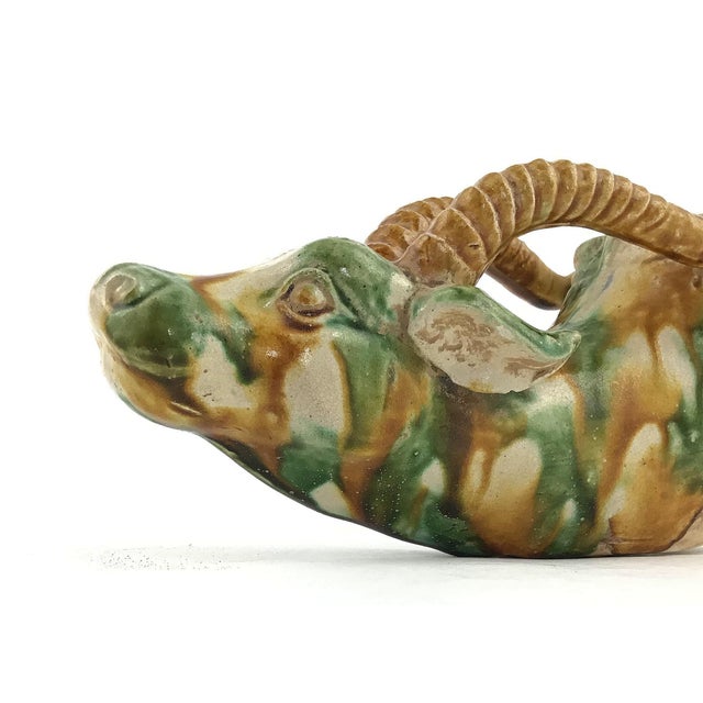 1950s Tri Color Chinese Clay Oxen Head Planter Vessel | Chairish